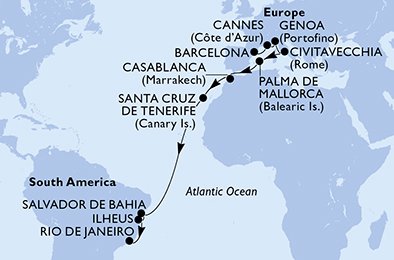 MSC Grand Voyage cruise routes | MSC Cruises